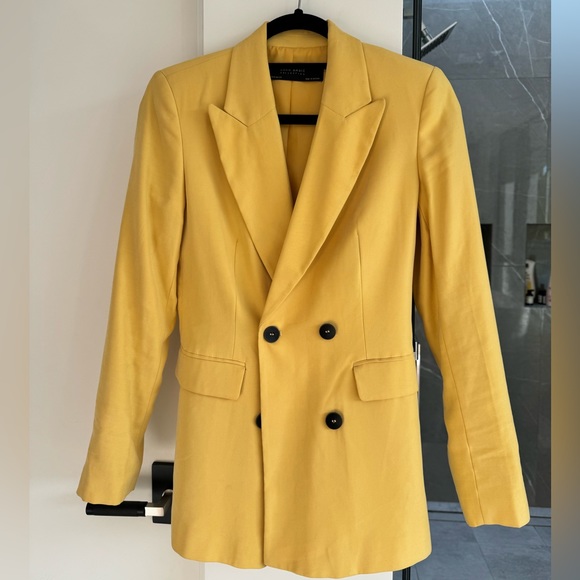 Zara | Jackets & Coats | Zara Yellow Blazer Xs Wore Once | Poshmark